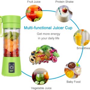 LVGROW Portable Blender, 13oz Six 3D Juice cup, Personal Mixer Fruit Rechargeable with USB, Mini Blender Shakes And Smoothies Smoothie (Green Appearance)