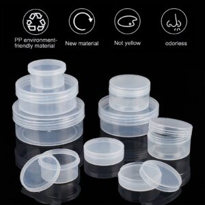 BENECREAT 20Pack PP Round Bead Storage Containers Cylinder Bead Containers Clear Storage Organizer Box 2x0.7 inch with Screw Lids for Eye Shadow, Powder, Beads, Jewelry and Small Items