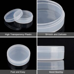 BENECREAT 20Pack PP Round Bead Storage Containers Cylinder Bead Containers Clear Storage Organizer Box 2x0.7 inch with Screw Lids for Eye Shadow, Powder, Beads, Jewelry and Small Items