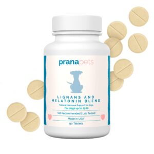 pranapets lignans & melatonin blend naturally aids in relieving symptoms of cushing's disease in dogs | helps promote healthy adrenal balance & overall well-being | 1 mg melatonin, 10 mg lignans