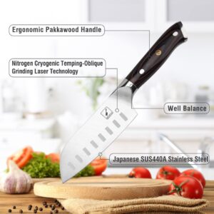 imarku Santoku Knife Chef Knife 5 inch Ultra Sharp Asian Knife Japanese Chef Knife - Japanese SUS440A Stainless Steel - Ergonomic Pakkawood Handle, Best Christmas Gifts for Women Men