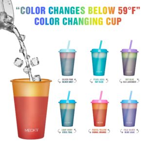 Meoky Color Changing Cups with Lids and Straws for Kids 6Pack 12oz Plastic Reusable Cold Drink Tumblers Summer Party Cups