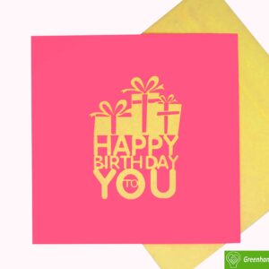 GREENHANDSHAKE Happy Birthday, Pop Up Card, 3D Popup Greeting Cards, for Birthday | 6" x 6"