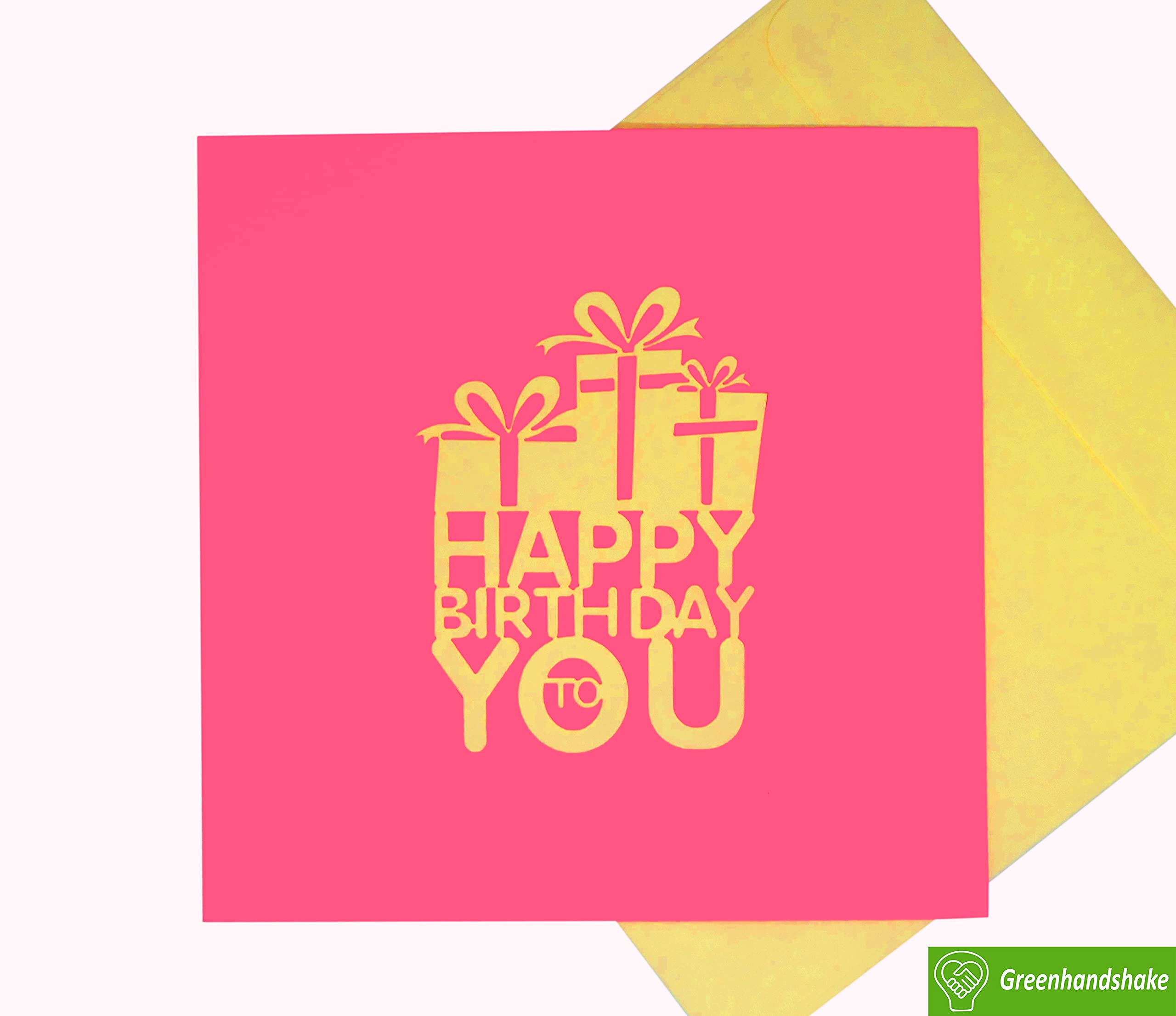 GREENHANDSHAKE Happy Birthday, Pop Up Card, 3D Popup Greeting Cards, for Birthday | 6" x 6"