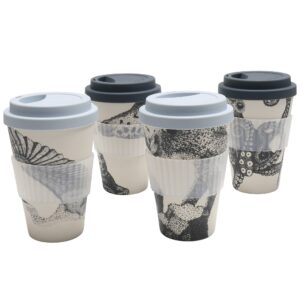 Chef Craft Eco Bamboo Fiber Travel Mug, 16 Ounce 4 Piece Set, Natural