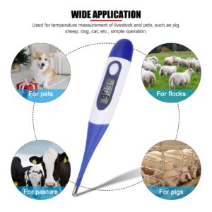 Livestock Pet Thermometer with LED Display Memory Function,Fast Digital Veterinary Thermometer,Flexible Probe for Temperature Measurement for Dogs Cats Horse Cattle (with Battery)