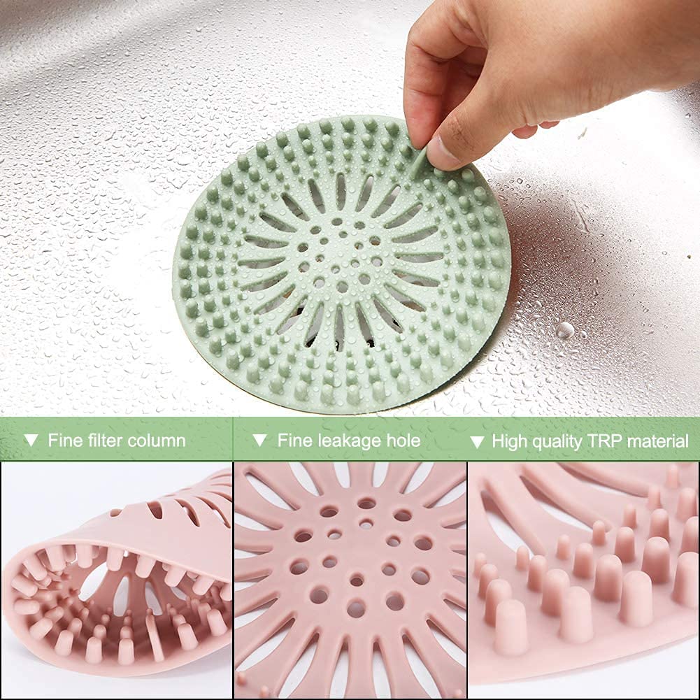 Drain Hair Catcher Shower Drain Hair Trap and Drain Hair Clog Hair Trap Remover Cleaning Tool Snake Shower Drain Protectors for Tub Bathtub Sewer Kitchen 5 Pack