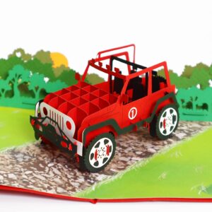 cute popup - father's day card, jeep truck pop up card, pop up birthday cards, camping pop up card for boss, son, grandson, jeep lover on get well, congrats, or just thinking of you