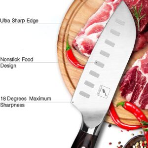 imarku Santoku Knife Chef Knife 5 inch Ultra Sharp Asian Knife Japanese Chef Knife - Japanese SUS440A Stainless Steel - Ergonomic Pakkawood Handle, Best Christmas Gifts for Women Men