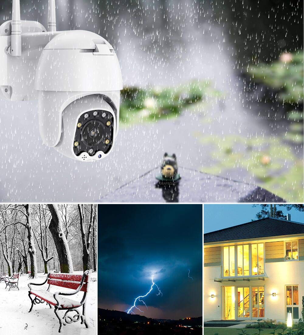 Alptop Outdoor PTZ WiFi IP Security Camera 1080P Home Surveillance Camera Pan/Tilt Two-Way Audio Motion Detection Color Night Vision Auto Tracking CamHiPro APP AT-200DW