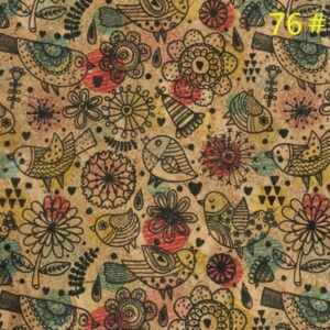 Tong Gu 39 x 53 inch Natural Cork Leather Floral Printed Faux Leather Fabric PU Garment Accessories Decor Sewing Material (76)