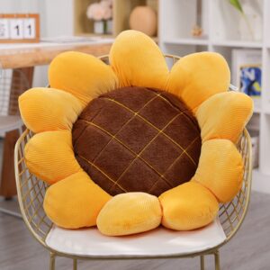 LEVINIS Yellow Sunflower Cushion Mat Home Decor Reversible Floor Pillow Seating Cushion Girls Boys Mother Gift Soft Velvet Stuffed Throw Pillows for Bed Couch Chair Car Office 19''