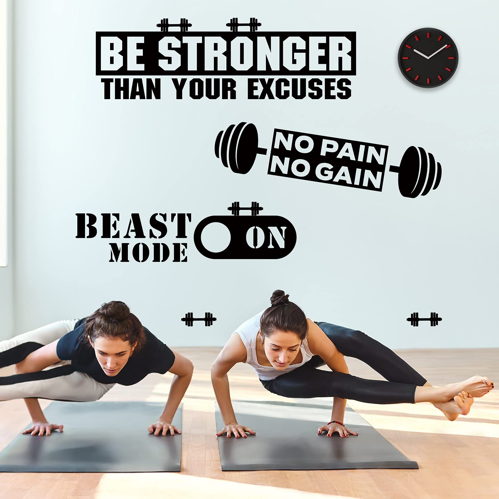 3 Pieces Gym Wall Decal Exercise Wall Sticker Be Stronger Than Your Excuses Sticker No Pain No Gain Inspirational Wall Quotes Sticker Vinyl Wall Art Fitness Wall Decor for Gym Office Home