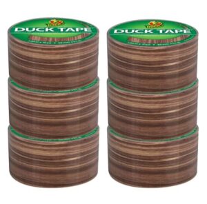 duck brand duck printed duct tape, 6-roll, woodgrain (283051_c)