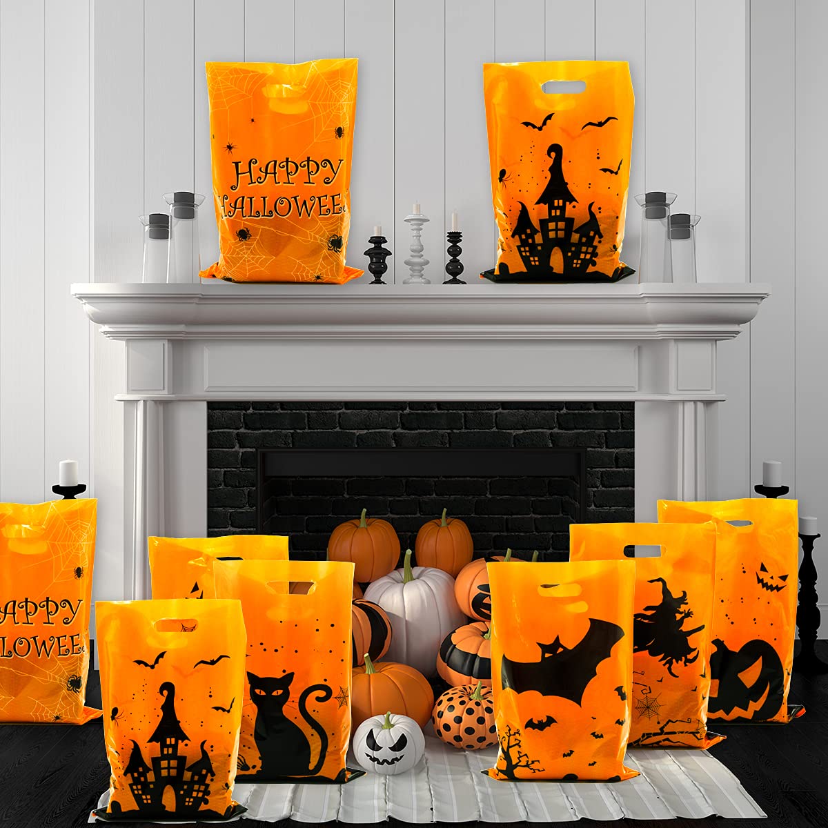 Halloween Goody Bags Large Treat Bags for Trick or Treat Halloween Plastic Candy Bags Party Favor Supplies 36 Packs 11 x 17 Inches