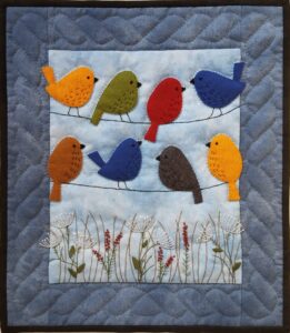 rachel's of greenfield wall quilt kit wi, bird on wires