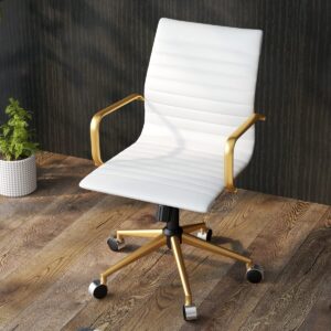 corocc office desk chair modern conference room task chairs leather computer swivel excutive ribbed ergonomic rolling chair for bed room white and gold chair