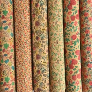 Tong Gu 39 x 53 inch Natural Cork Leather Floral Printed Faux Leather Fabric PU Garment Accessories Decor Sewing Material (76)