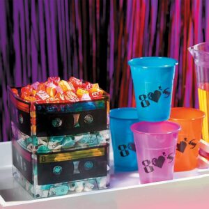 Cassette Tape Bucket Centerpiece (4 Pack) 80s Party Supplies, 90's Theme Birthday Party Decoration Cassette Tape Table Decor, Retro Hip Hop Pop Music Culture Party for Adults & Kids by 4E's Novelty