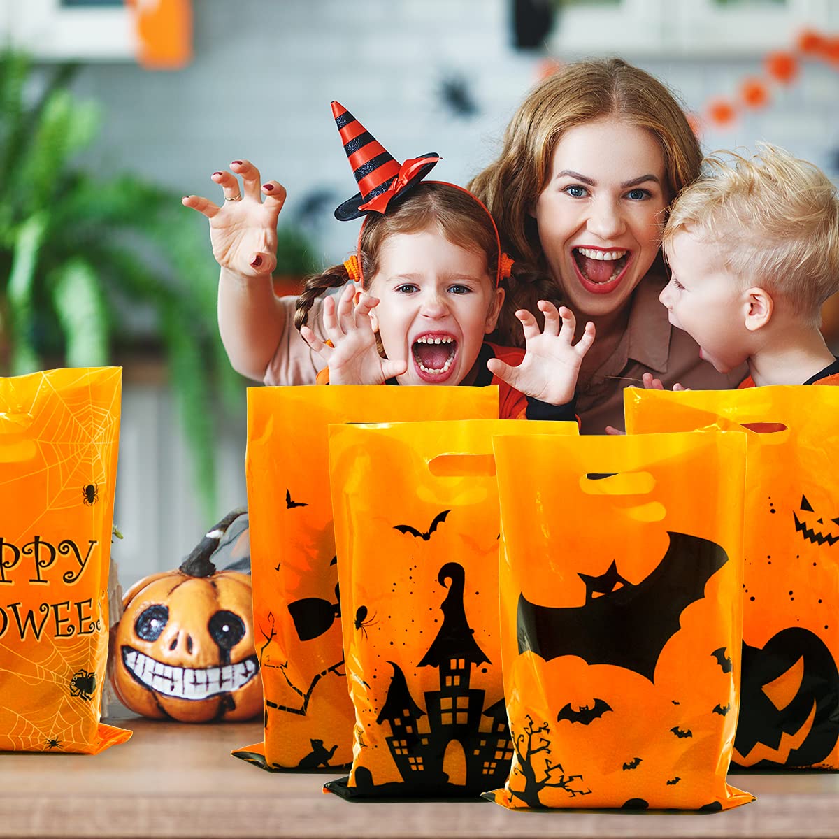 Halloween Goody Bags Large Treat Bags for Trick or Treat Halloween Plastic Candy Bags Party Favor Supplies 36 Packs 11 x 17 Inches