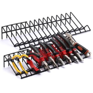 ementol plier organizer rack, 2 pack,tool drawer organizer,stores spring loaded,black,with 2×15 slots-15''×5.5''×2.5''