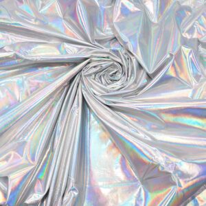 hologram metallic foil stretch fabric width 58 inches(silver iridescent 1yard)