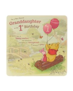 uk greetings granddaughter winnie the pooh 1st birthday card, 210 x 210 mm, envelope included