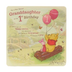 UK Greetings Granddaughter Winnie the Pooh 1st Birthday Card, 210 x 210 mm, Envelope Included