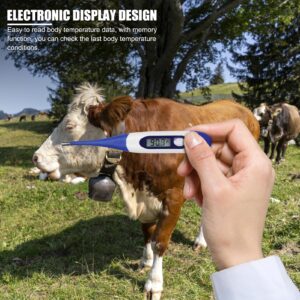 Livestock Pet Thermometer with LED Display Memory Function,Fast Digital Veterinary Thermometer,Flexible Probe for Temperature Measurement for Dogs Cats Horse Cattle (with Battery)