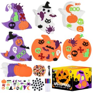 max fun 302pcs halloween crafts for kids foam pumpkins stickers bulk, ghost witch hat halloween decorations for kids party favors supplies halloween activities