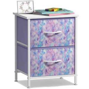 sorbus nightstand with 2 drawers - kids bedside furniture end table night stand - steel frame, wood top & easy pull fabric bins - dresser & chest for home, bedroom accessories, office & college dorm