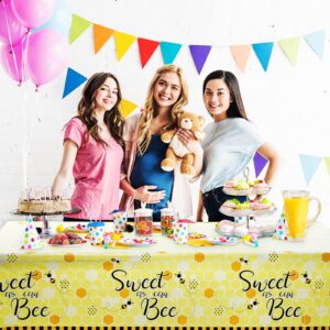 Bee Plastic Tablecloths Sweet as Can Bee Decorative Table Cover Honey Bees Baby Shower Party Table Cloth Set for Birthday Party Supplies Table Decoration, 54 x 108 Inches(3 Packs)