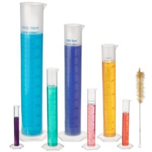 plastic graduated cylinder set - education equipment for industrial and academic labs - polypropylene plastic - science research, chemistry classroom supplies (10ml, 4-pack)