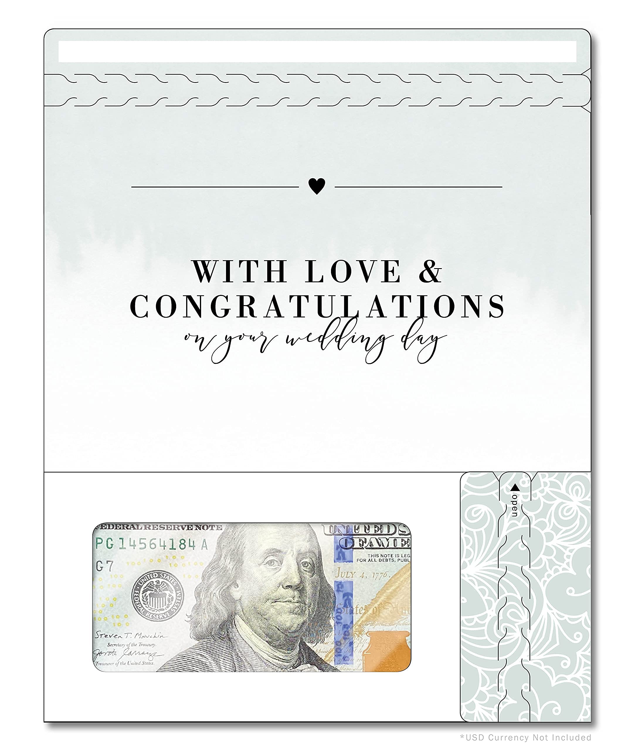 ZipGifts Wedding Card | Zip-Open Money Holder w/Clear Plastic Window for Cash, Check, & Gift Card (Happily Ever After)