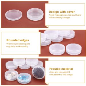 BENECREAT 20Pack PP Round Bead Storage Containers Cylinder Bead Containers Clear Storage Organizer Box 2x0.7 inch with Screw Lids for Eye Shadow, Powder, Beads, Jewelry and Small Items