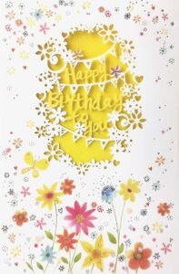 carol wilson fine arts white embossed happy birthday cake cut out laser card