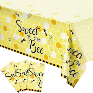 bee plastic tablecloths sweet as can bee decorative table cover honey bees baby shower party table cloth set for birthday party supplies table decoration, 54 x 108 inches(3 packs)