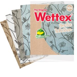 Wettex The Original Swedish Dishcloths for Kitchen 10 Pack Super Absorbent Sponges Kitchen Dishcloth - Replace Paper Towels - Nordic Selection