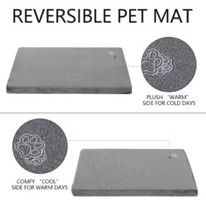 EMPSIGN Stylish Dog Bed Mat Dog Crate Pad Mattress Reversible (Cool & Warm), Water Proof Linings, Removable Machine Washable Cover, Firm Support Pet Crate Bed for Small to XX-Large Dogs, Grey