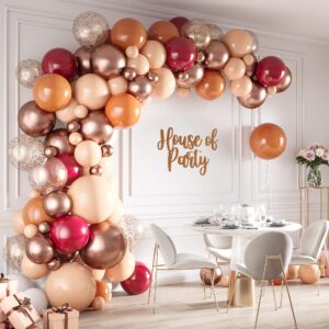 house of party burgundy balloon garland kit - 158 pcs metallic rose gold, pink, burgundy and gold balloons arch kit for graduation birthday decorations and christmas decor