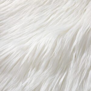 tatuo faux fur fabric christmas fluffy fuzzy craft fake fur cuts shaggy synthetic plush patch sewing diy winter halloween costume gnome beard miniature dolls rugs mats gift(white,60 x 18 inch)