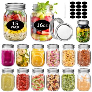 slifejars 30 pcs mason jars 8 oz regular mouth clear glass jars with airtight leak proof lids and bands canning jars reusable spice jars for kitchen food storage prep overnight oats jam jelly honey