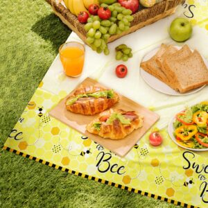 Bee Plastic Tablecloths Sweet as Can Bee Decorative Table Cover Honey Bees Baby Shower Party Table Cloth Set for Birthday Party Supplies Table Decoration, 54 x 108 Inches(3 Packs)