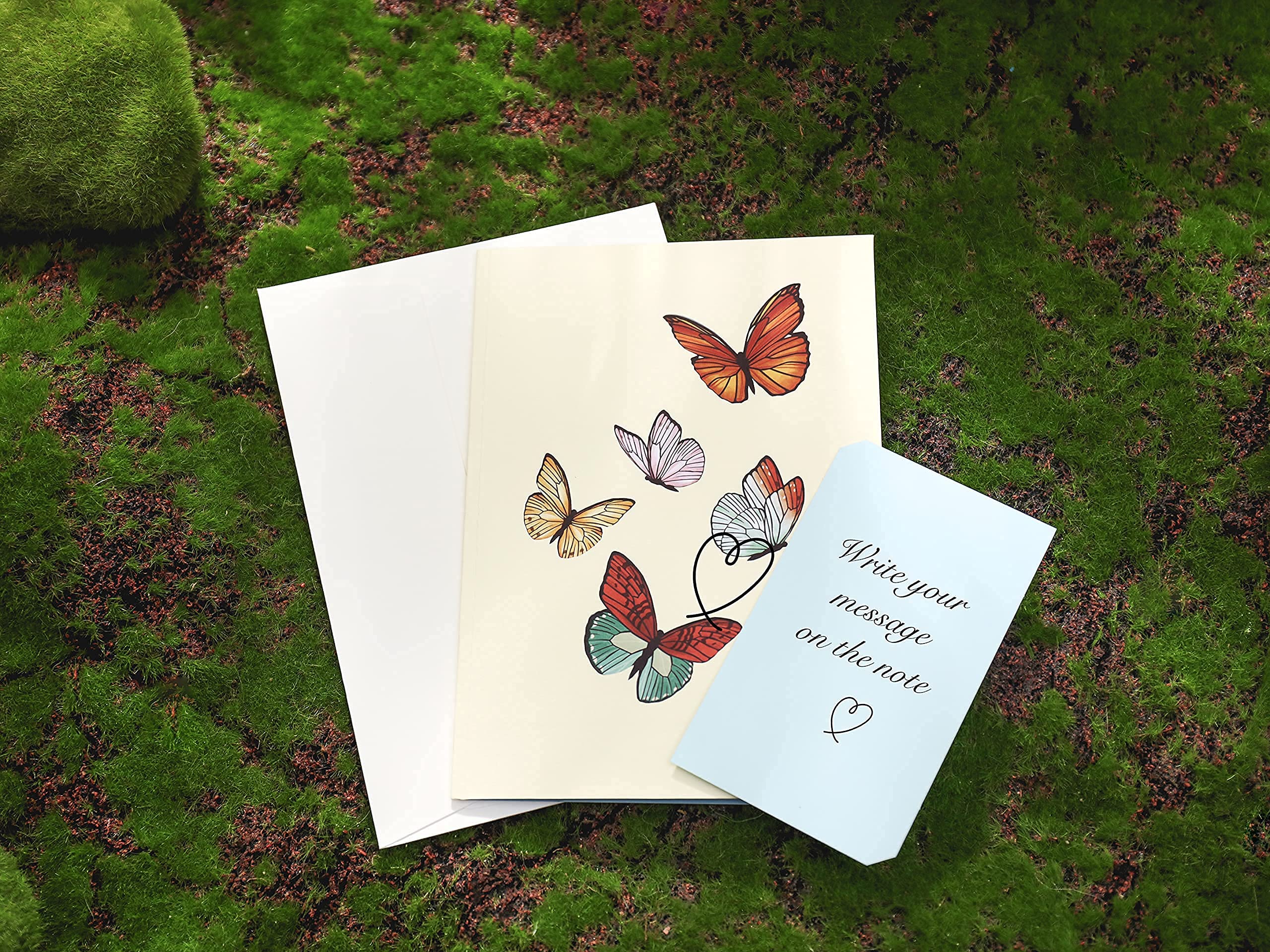 Liif Butterfly 3D Greeting Pop Up Thinking Of You Card, All Occasions, Sympathy, Just Because, Mothers Day, Birthday Card For Wife, Mom, Grandma | With Message Note & Envelop | Size 7" x 5"