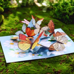 Liif Butterfly 3D Greeting Pop Up Thinking Of You Card, All Occasions, Sympathy, Just Because, Mothers Day, Birthday Card For Wife, Mom, Grandma | With Message Note & Envelop | Size 7" x 5"