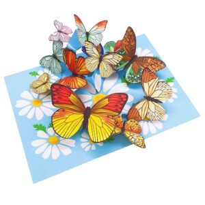 Liif Butterfly 3D Greeting Pop Up Thinking Of You Card, All Occasions, Sympathy, Just Because, Mothers Day, Birthday Card For Wife, Mom, Grandma | With Message Note & Envelop | Size 7" x 5"