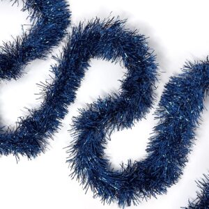 allgala navy blue tinsel garland, 50 feet christmas metallic foil tinsel garland decoration for holiday tree walll rail home office event fall thanksgiving decoration