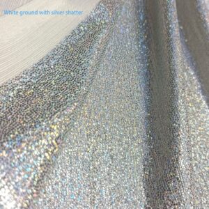 Shattered Glass Hologram Fabric by The Yard Width 58Inches Entelare (White/Silver 1yard)