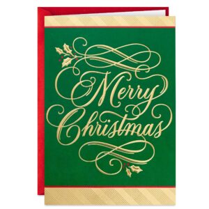 hallmark boxed christmas cards, green and gold (40 cards with envelopes)