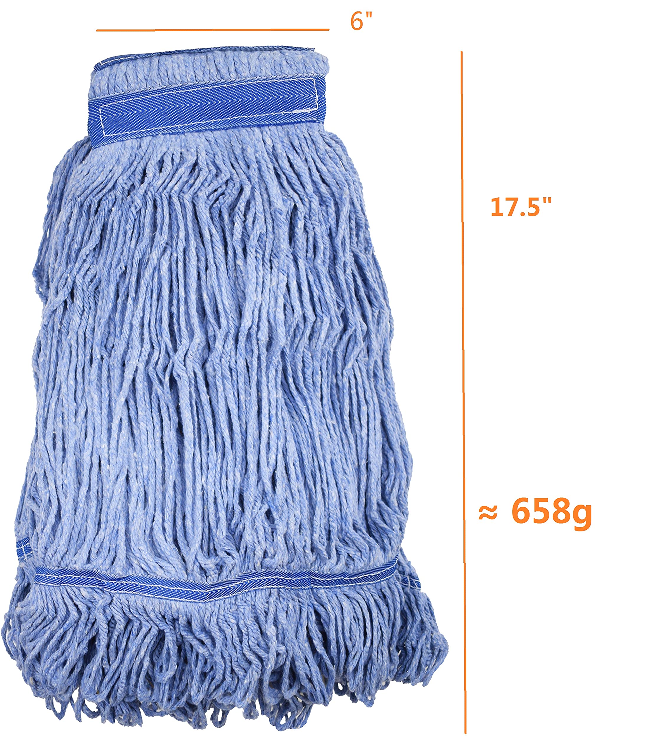 Mop Head Replacement Commercial Heavy Duty String Blue Wet Mop Heads for 3 Typs Commercial Mop Handle(3,Large)